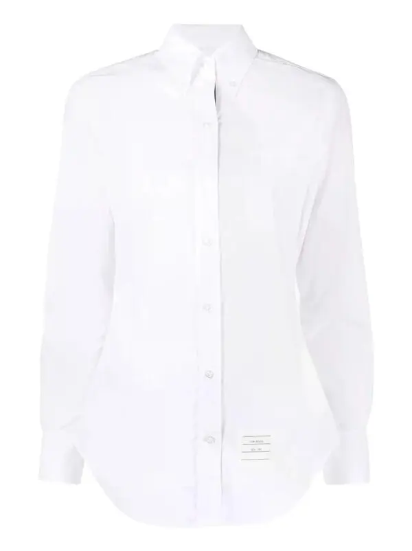 Thom Browne Logo-patch Cotton Shirt - White