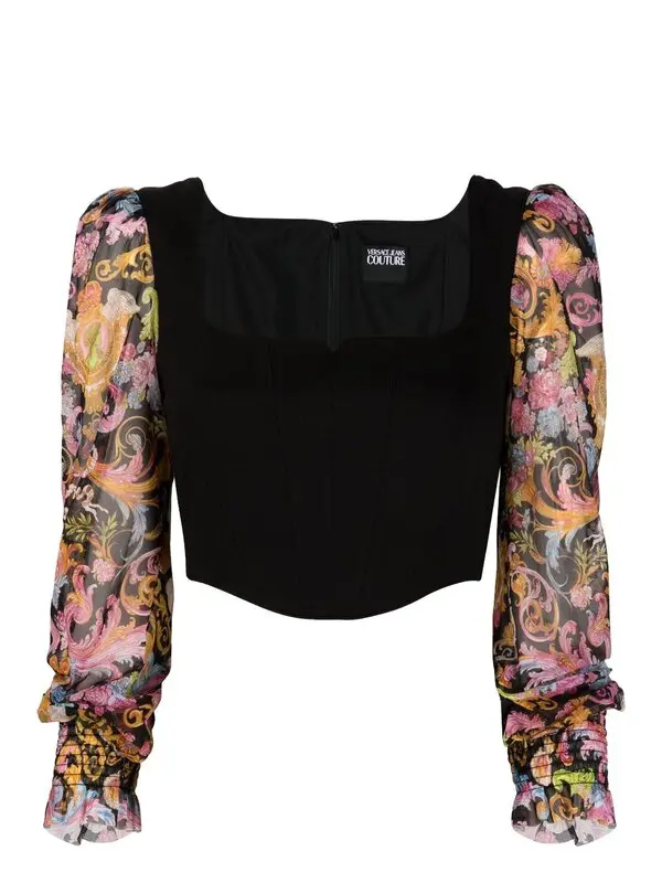 Versace Versailles-print Corset Top - Black