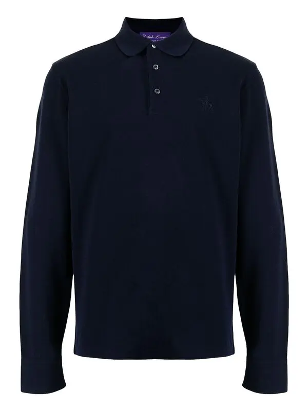 Ralph Lauren Purple Label Embroidered Logo Polo Shirt - Blue