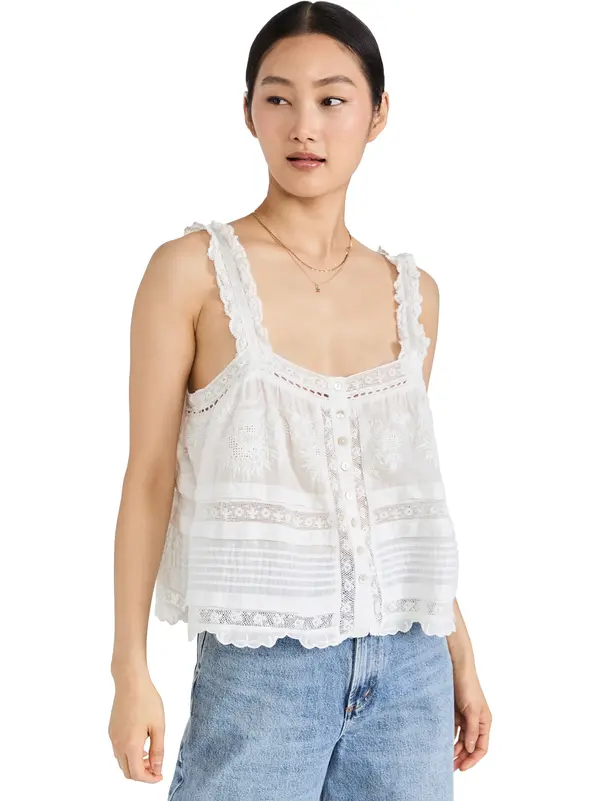 LoveShackFancy Sully Top - White