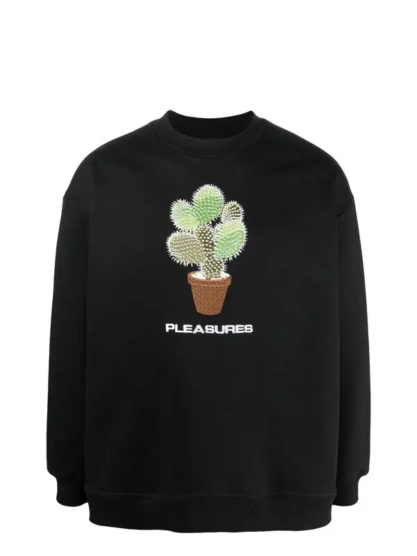 PLEASURES Spike Embroidery Rib-trimmed Sweatshirt - Black