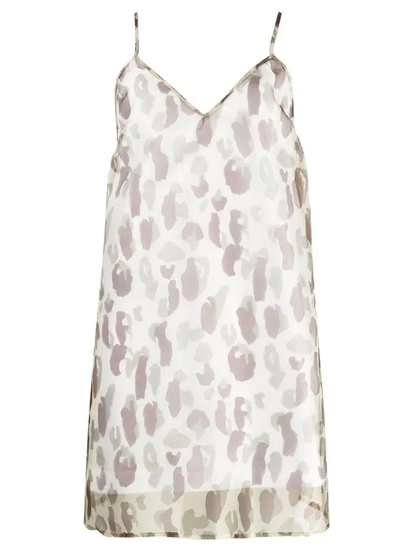 Palm Angels Layered Leopard Print T-shirt Dress - Neutrals