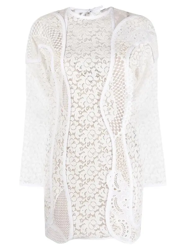 Stella McCartney Floral-lace Panelled Mini-dress - White