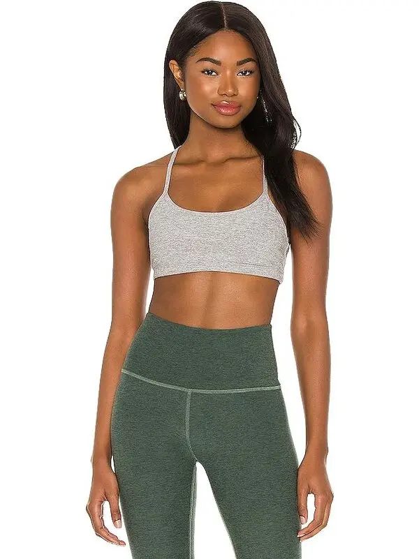 Beyond Yoga Spacedye Slim Racerback Bra In Grey - Silver Mist
