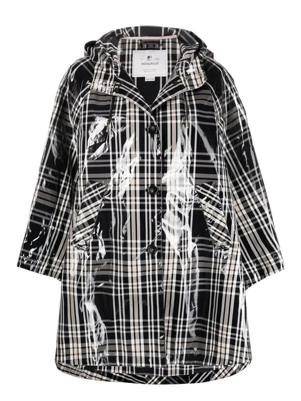 Woolrich Checked Print Raincoat - Black