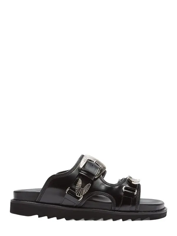 TOGA VIRILIS X Browns Polido Flat Sandals - Black