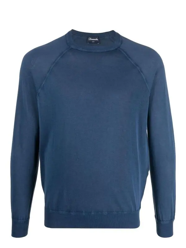 DRUMOHR Cotton Raglan Sleeve Jumper - Blue