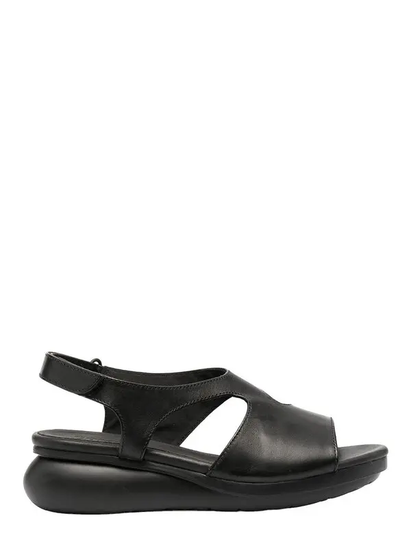 Camper Balloon Cut-out Leather Sandals - Black