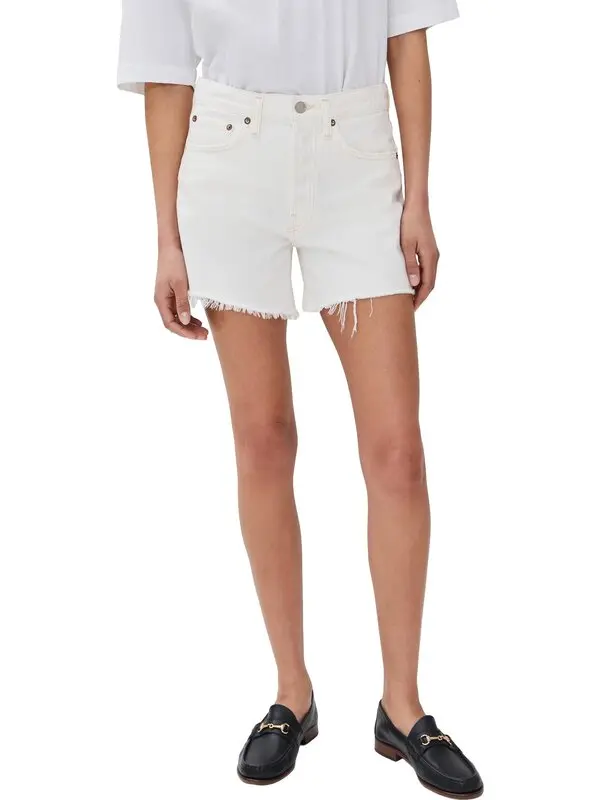 AGOLDE Parker Long Denim Shorts - Panna Cotta