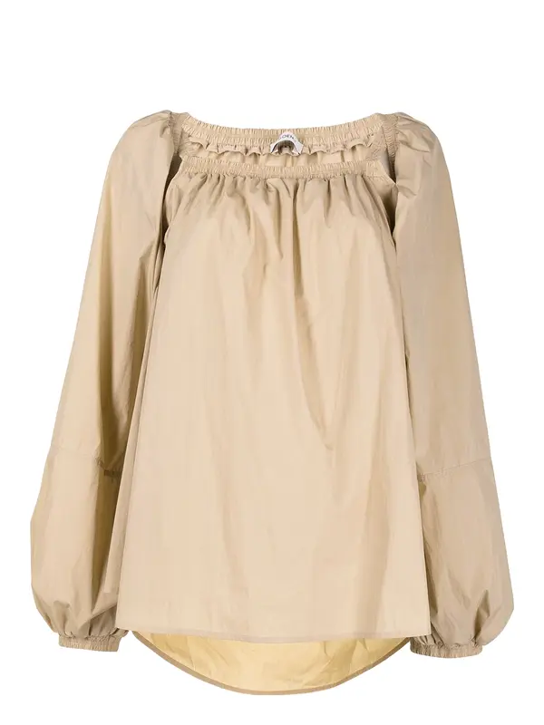 Goen.j Off-shoulder Puff-sleeve Blouse - Brown