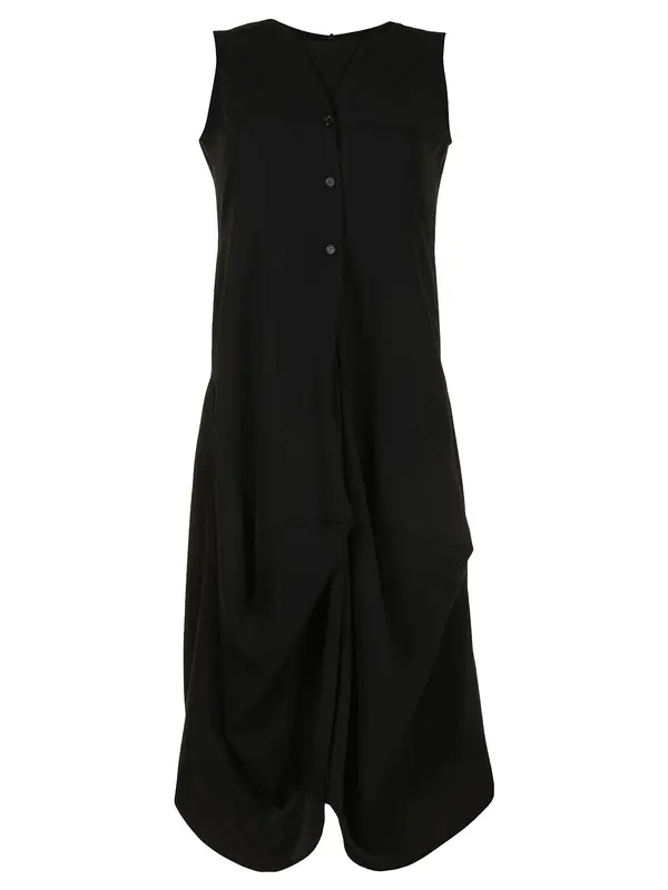 Goen.j Draped Sleeveless Dress - Black