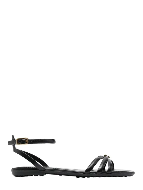 TOD'S Logo-plaque Flat Sandals - Black