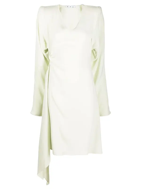 Off-White Cut-out Long-sleeve Dress - Green