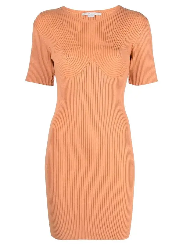 Stella McCartney Rib-detail Bodycon Dress - Orange