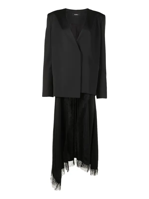 Goen.j Silk-wool Blend Wrap Blazer - Black