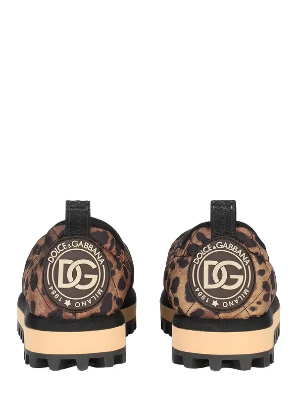 Dolce & Gabbana Leopard-print Slippers - Brown