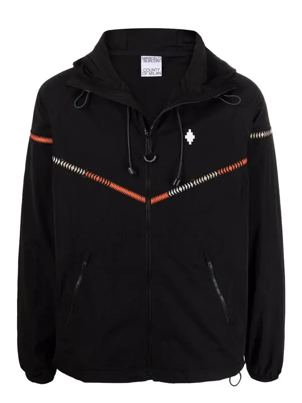 COUNTY OF MILAN Tape-detail Windbreaker - Black