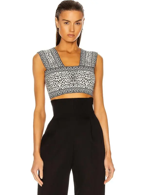 Alaïa Jacquard Fitted Top - Blanc & Noir