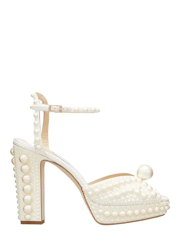 JIMMY CHOO Sacaria 120mm Platform Sandals - White/white