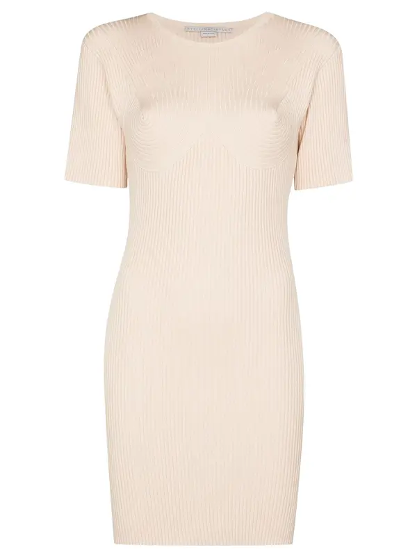 Stella McCartney Ribbed Knitted Mini Dress - Neutrals