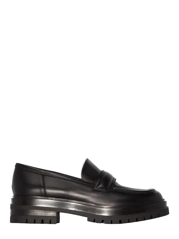 GIANVITO ROSSI Argo Leather Loafers - Black