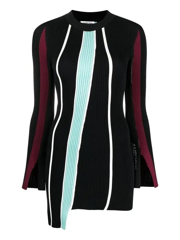 AMBUSH Asymmetric Striped Knit Jumper - Black