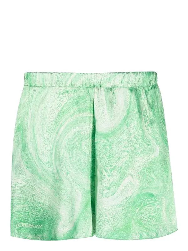 Opening Ceremony Marble-print High-shine Shorts - Green
