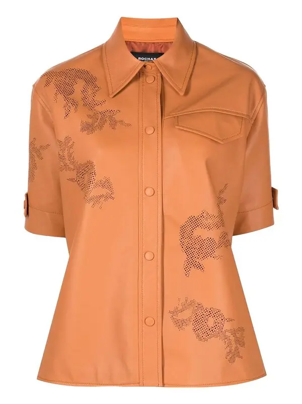 Rochas Soriana Leather Shirt - Brown