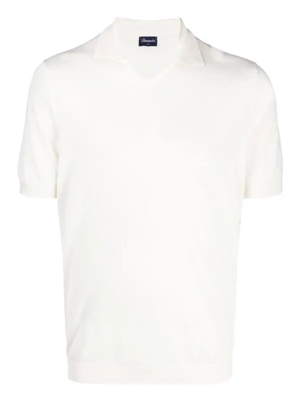 DRUMOHR Pointed-collar Cotton T-shirt - Neutrals