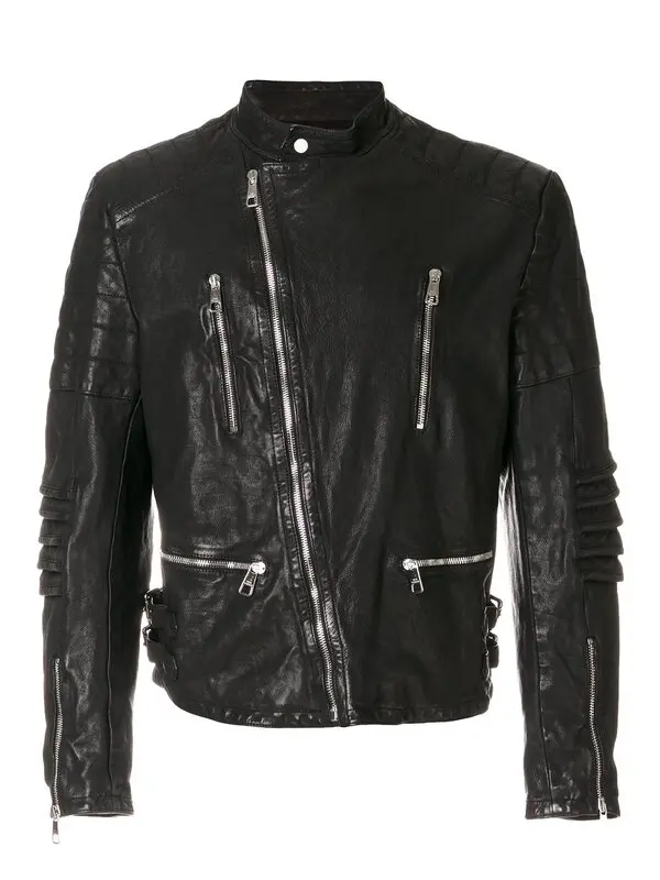 Neil Barrett Zipped Buffalo Leather Jacket - Black