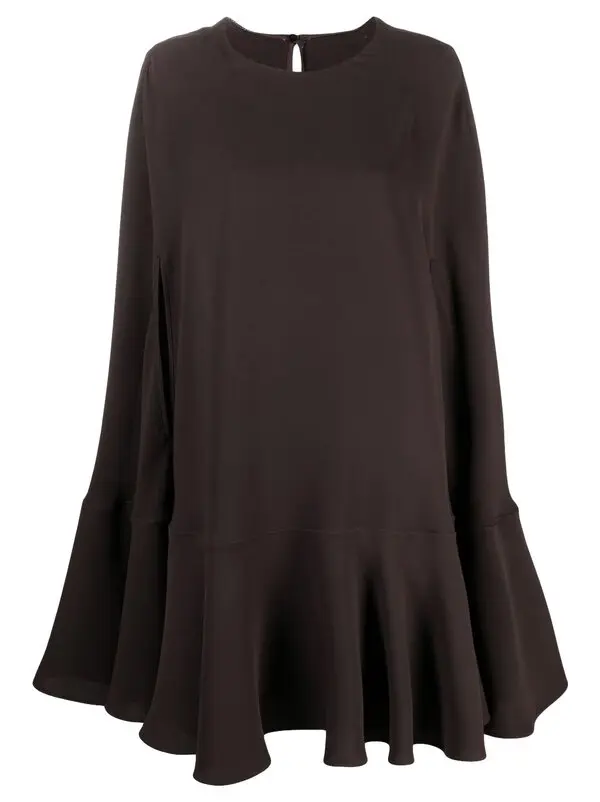 Valentino Garavani Silk Cape Dress - Brown