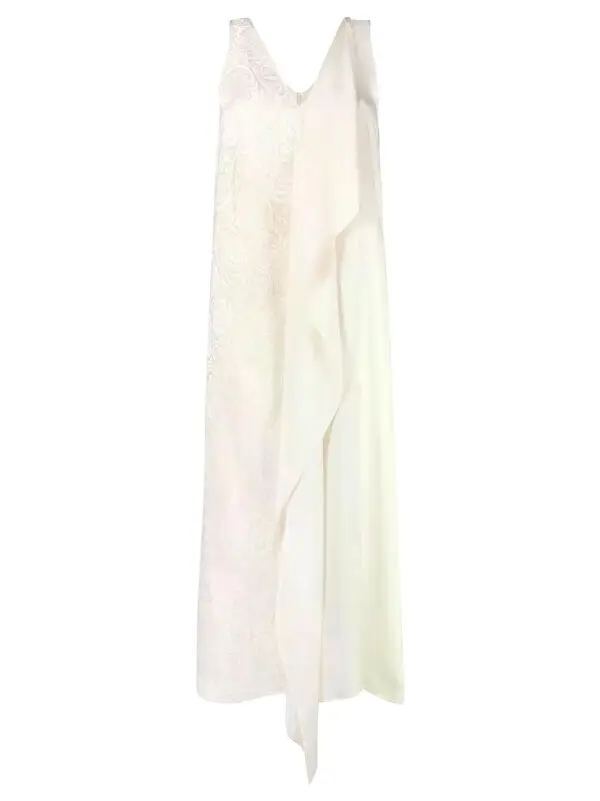 UMA WANG Pleated Draped Linen-blend Dress - Neutrals