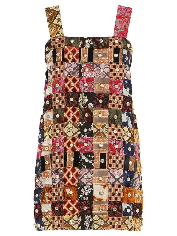 Dolce & Gabbana Patchwork Jacquard Mini Dress - Red