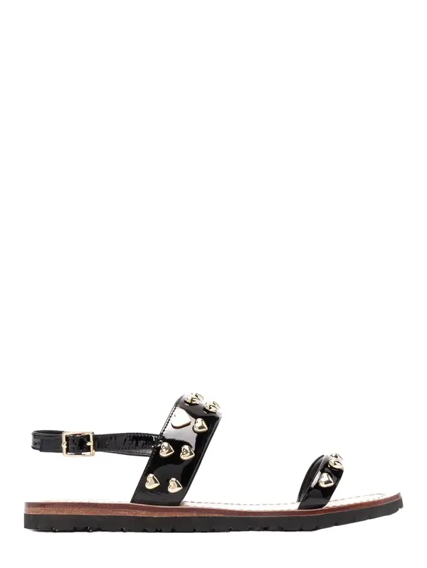 Moschino Heart-stud Flat Sandals - Black
