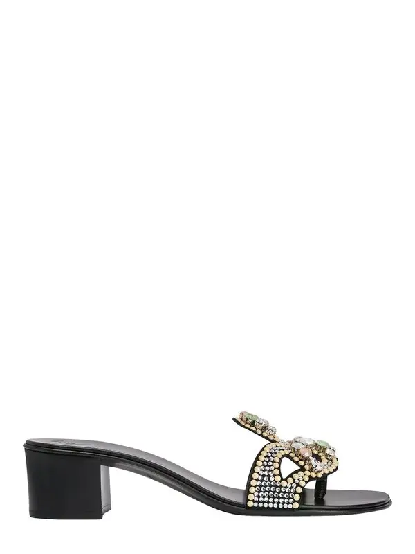 GIUSEPPE ZANOTTI Crystal Embellished Mules - Black