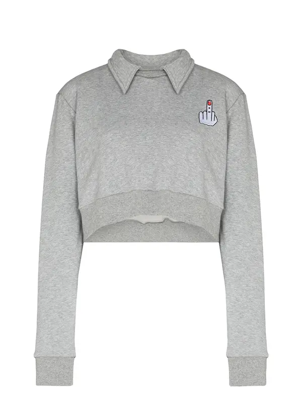 Natasha Zinko Wings Detail Cropped Sweatshirt - Grey