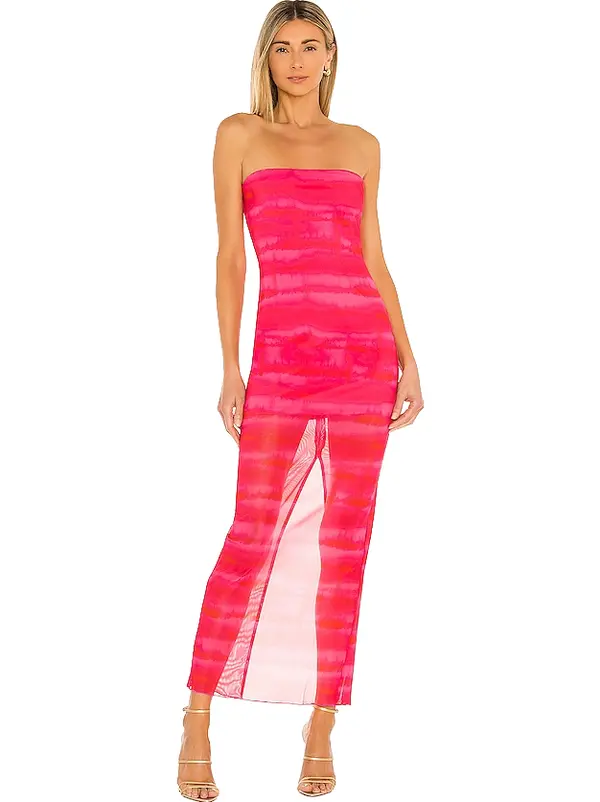 H:OURS Rios Maxi Dress - Strawberry Tie Dye