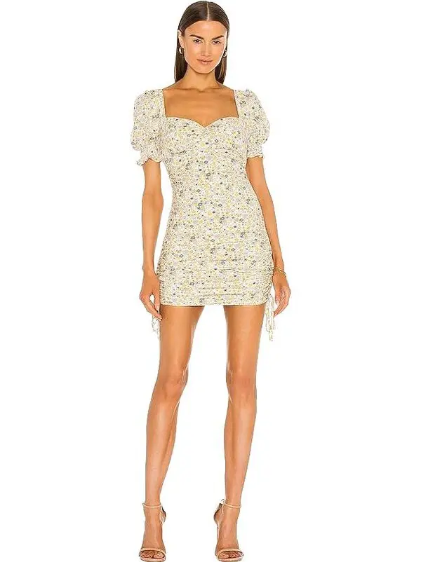 Bardot Cindy Sweetheart Dress - Soft Yellow Floral