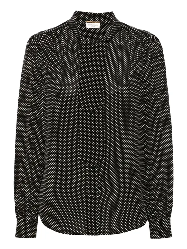 Saint Laurent Pussy-bow Polka-dot Blouse - Black
