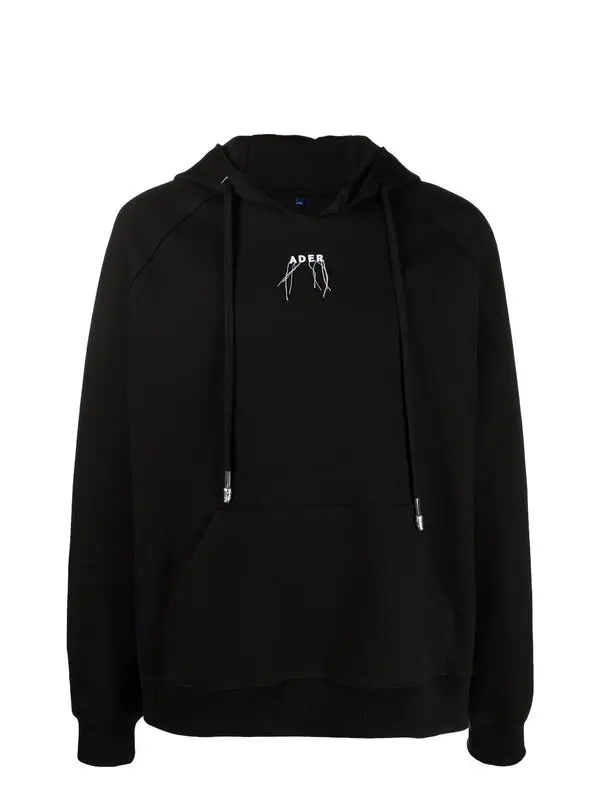 ADER ERROR Logo Embroidered Cotton-blend Hoodie - Black