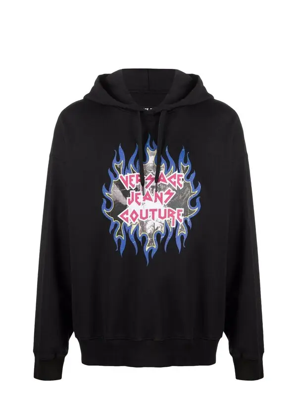 Versace Rock Logo-print Hoodie - Black