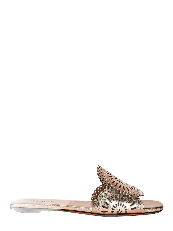 Alaïa Perforated Molukai Mules - Or Rose Brosse