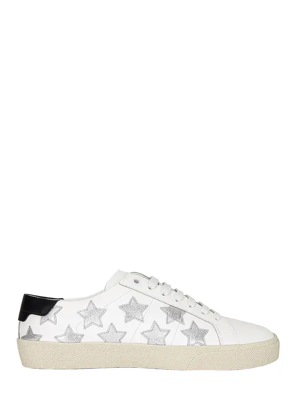 Saint Laurent Court Classic Star Sneakers - Blanc Optique & Argent & Noir