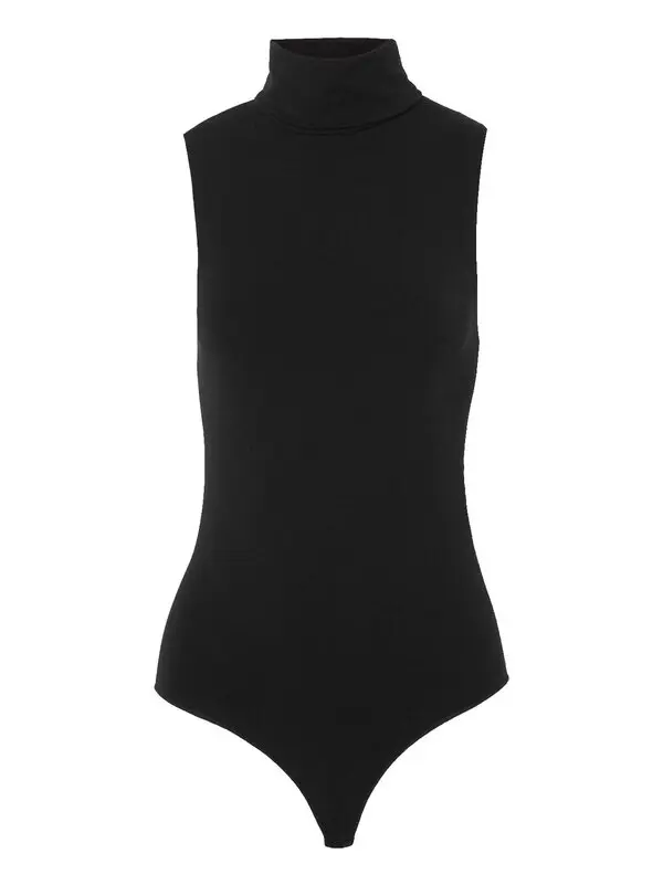 Wolford Stretch Modal-blend Turtleneck Thong Bodysuit - Black