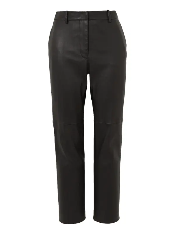 JOSEPH Coleman Leather Slim-fit Pants - Black