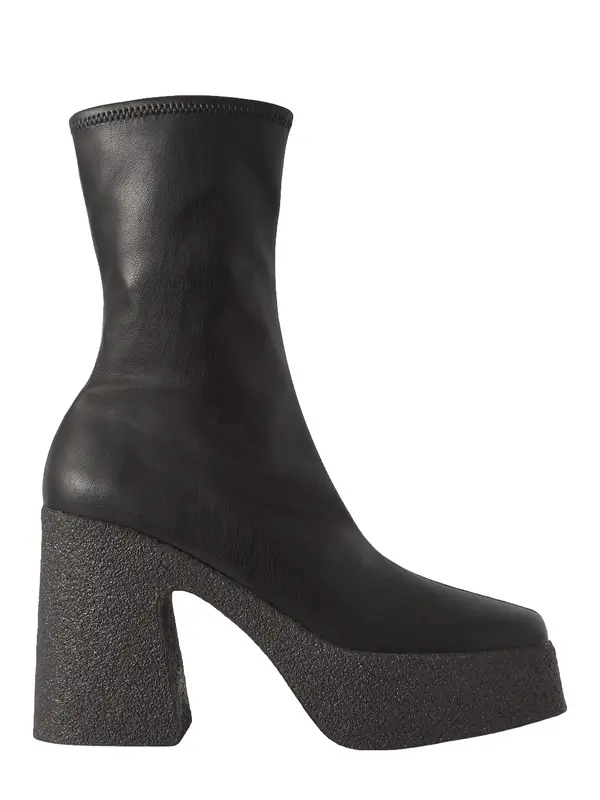 Stella McCartney Vegetarian Leather Platform Ankle Boots - Black