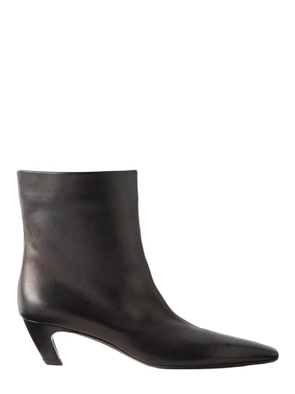 Khaite Arizona Leather Ankle Boots - Black