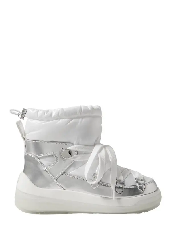 Moncler Insolux Metallic Leather And Padded Shell Ankle Boots - White
