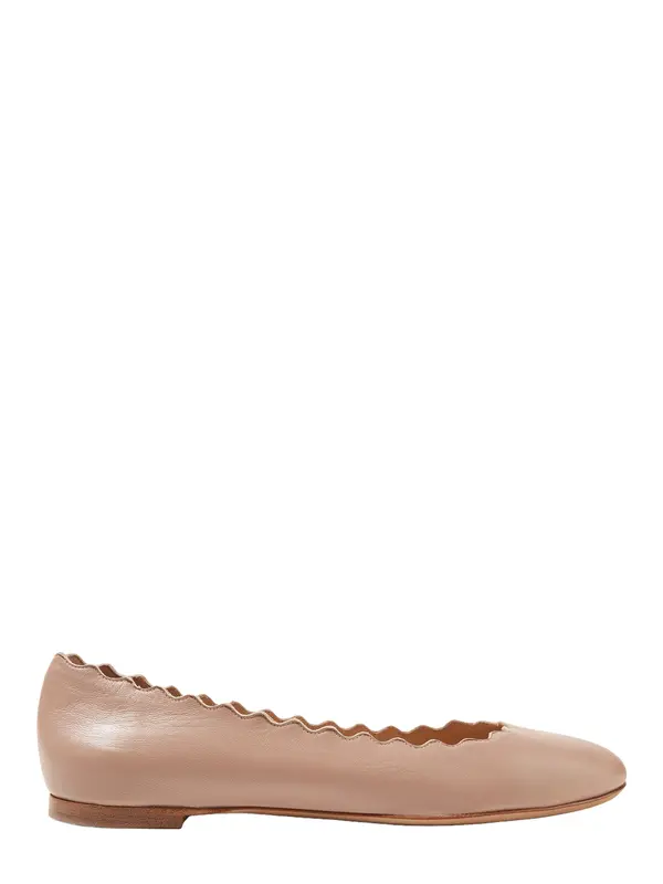 Chloé Lauren Scalloped Leather Ballet Flats - Pink