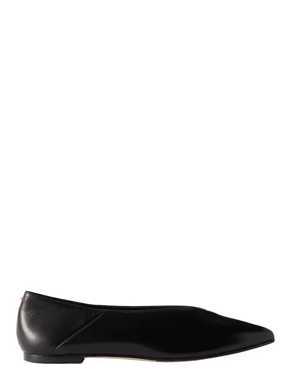 AeydĒ Moa Leather Point-toe Flats - Black